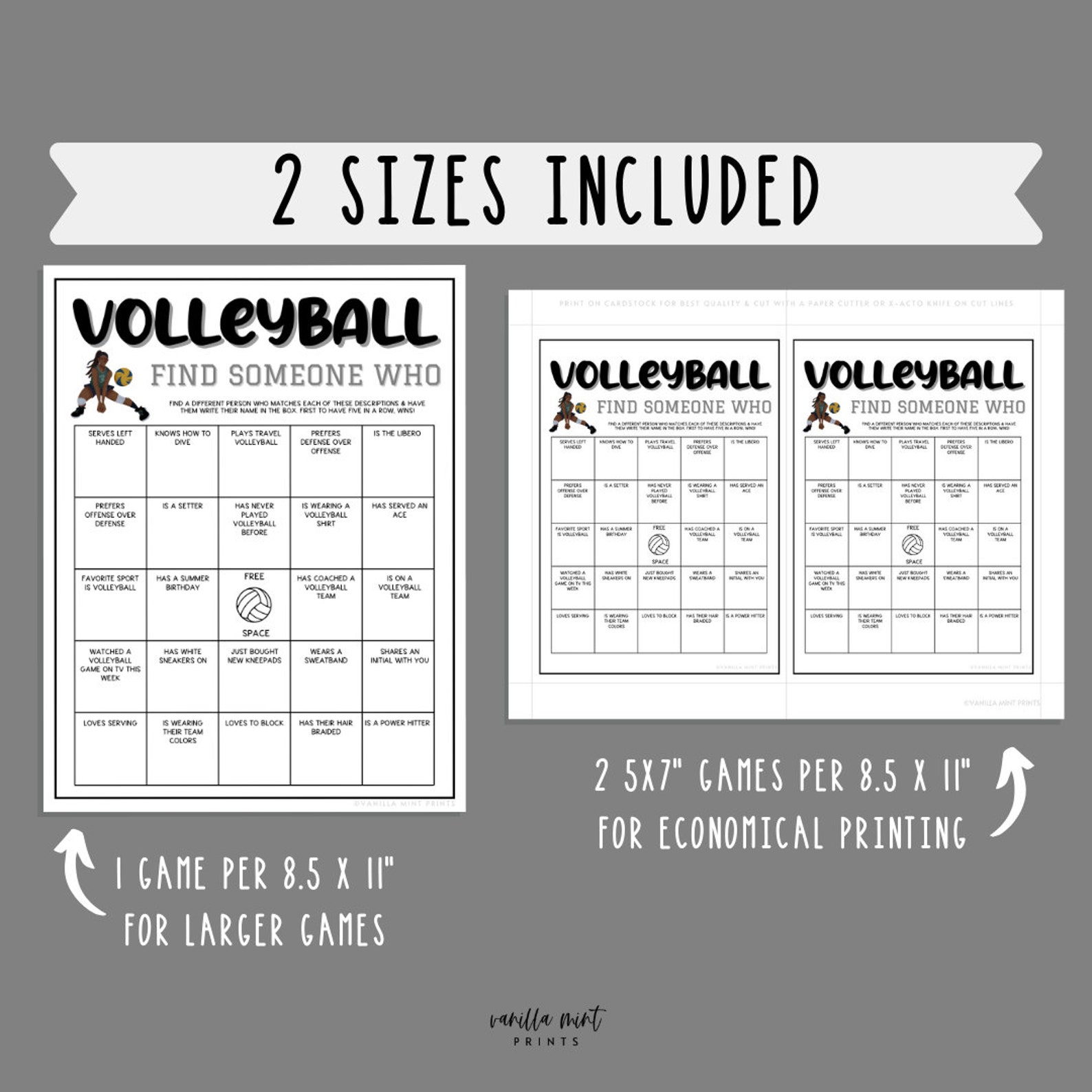 Volleyball Find Someone Who Game Printable Volleyball Team Party Games ...