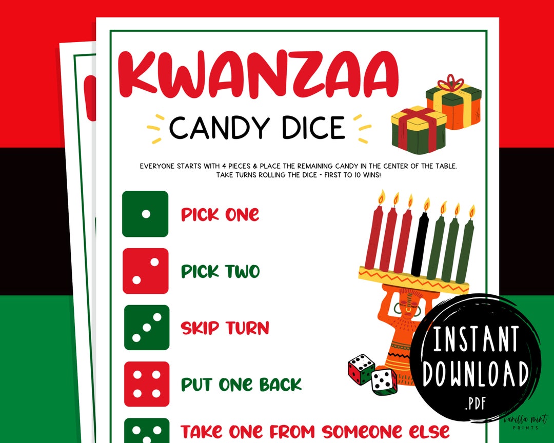 Kwanzaa Candy Dice | Printable Kwanzaa Party Games | Fun Activities for ...
