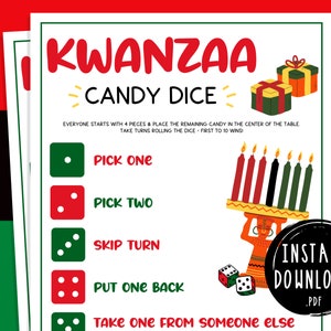 Kwanzaa Candy Dice | Printable Kwanzaa Party Games | Fun Activities for ...