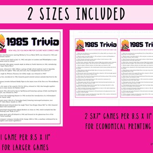 1985 Trivia 80s Pop Culture Trivia 40th Birthday Back to the 80s Party ...