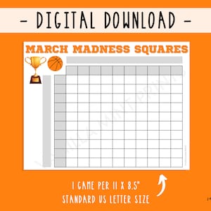 March Madness Game Squares | Printable March Madness Party Games | NCAA ...