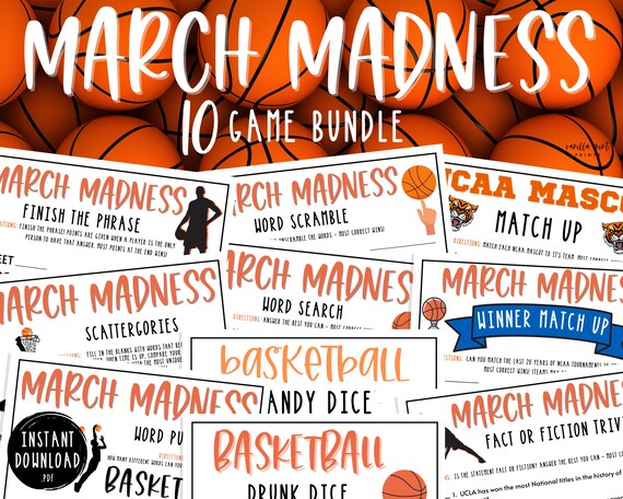 March Madness 10 Game Bundle Ten Printable March Madness | Etsy