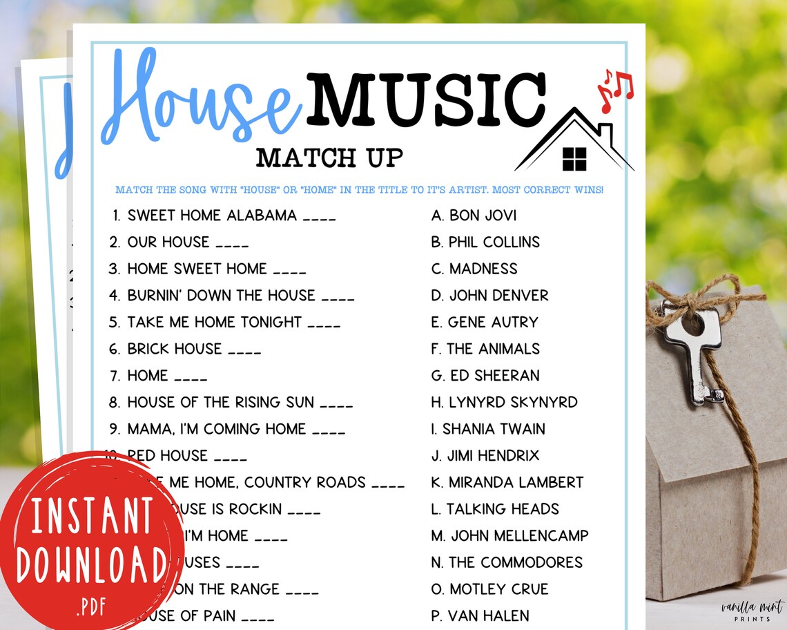 Housewarming Party Games House Music Fun Housewarming - Etsy