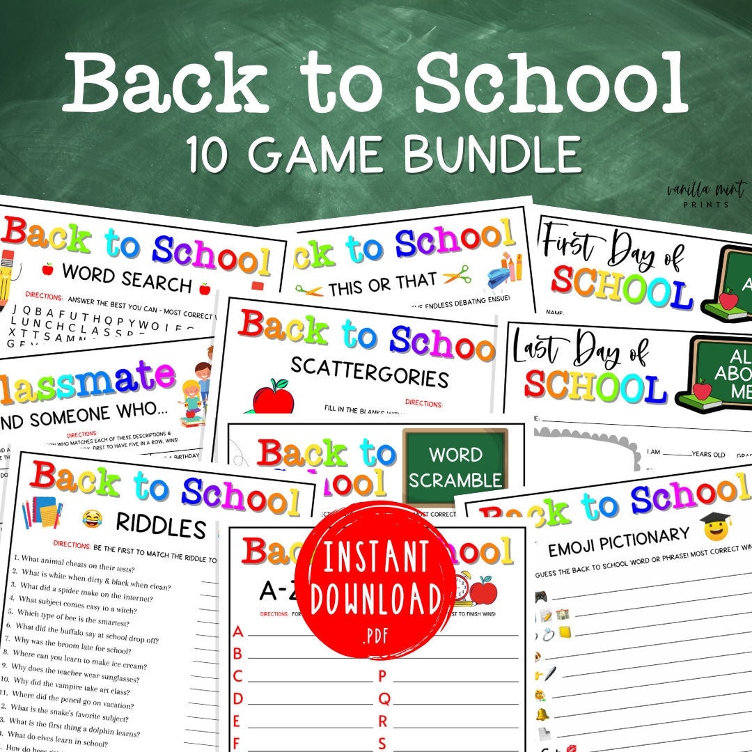 Back to School 10 Game BUNDLE | First Day of School Activities | Games ...
