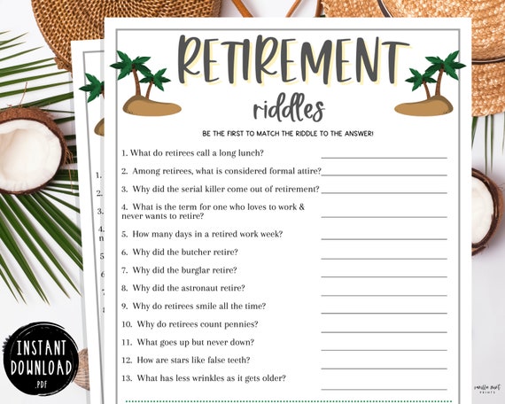 Retirement Party Games Retirement Riddles Game Fun - Etsy