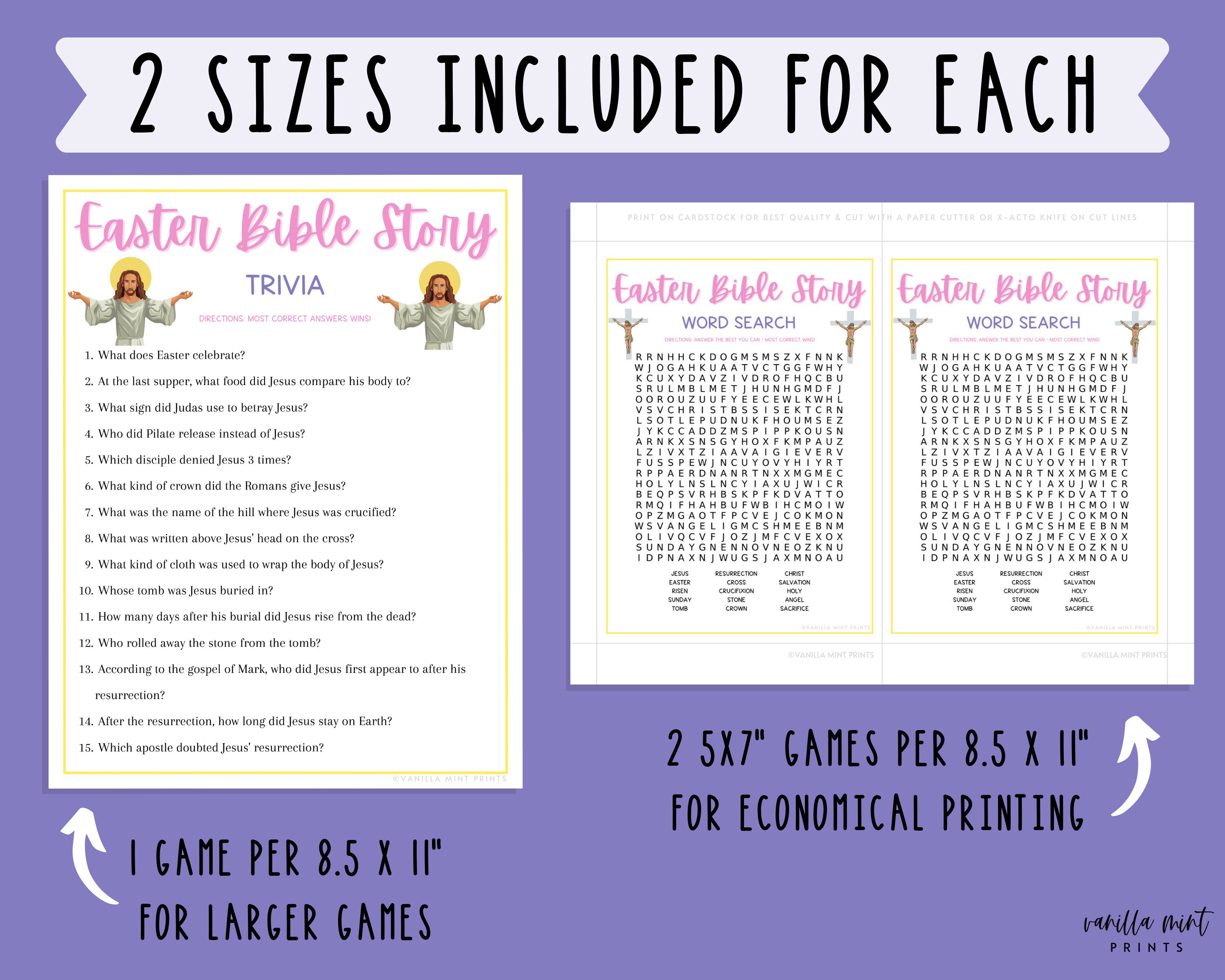 Easter Bible Story 3 Game BUNDLE Three Printable Easter - Etsy
