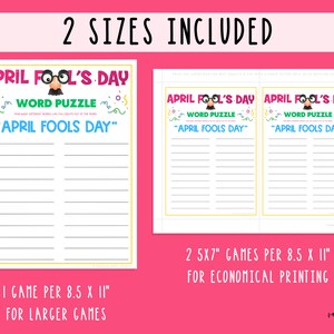 April Fool's Day Word Puzzle Game April Fools Party Games Printable ...