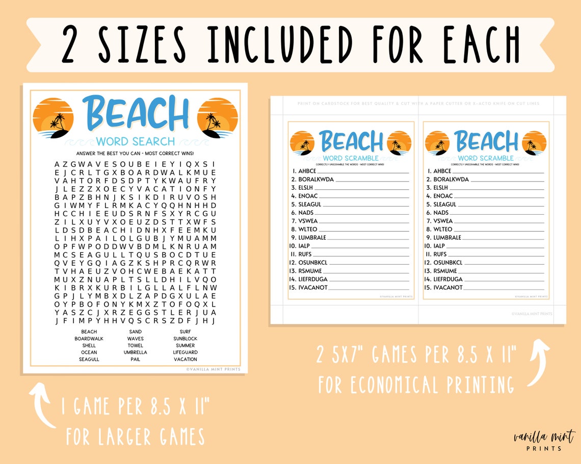Beach 10 Game BUNDLE Ten Printable Summertime Games Fun - Etsy