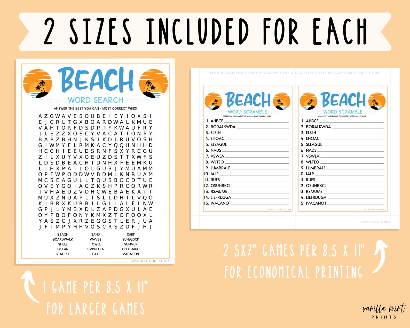 Beach 10 Game BUNDLE Ten Printable Summertime Games Fun - Etsy
