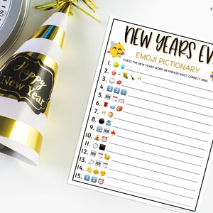 New Years Eve Emoji Pictionary Game Printable Games Fun New Years Eve ...
