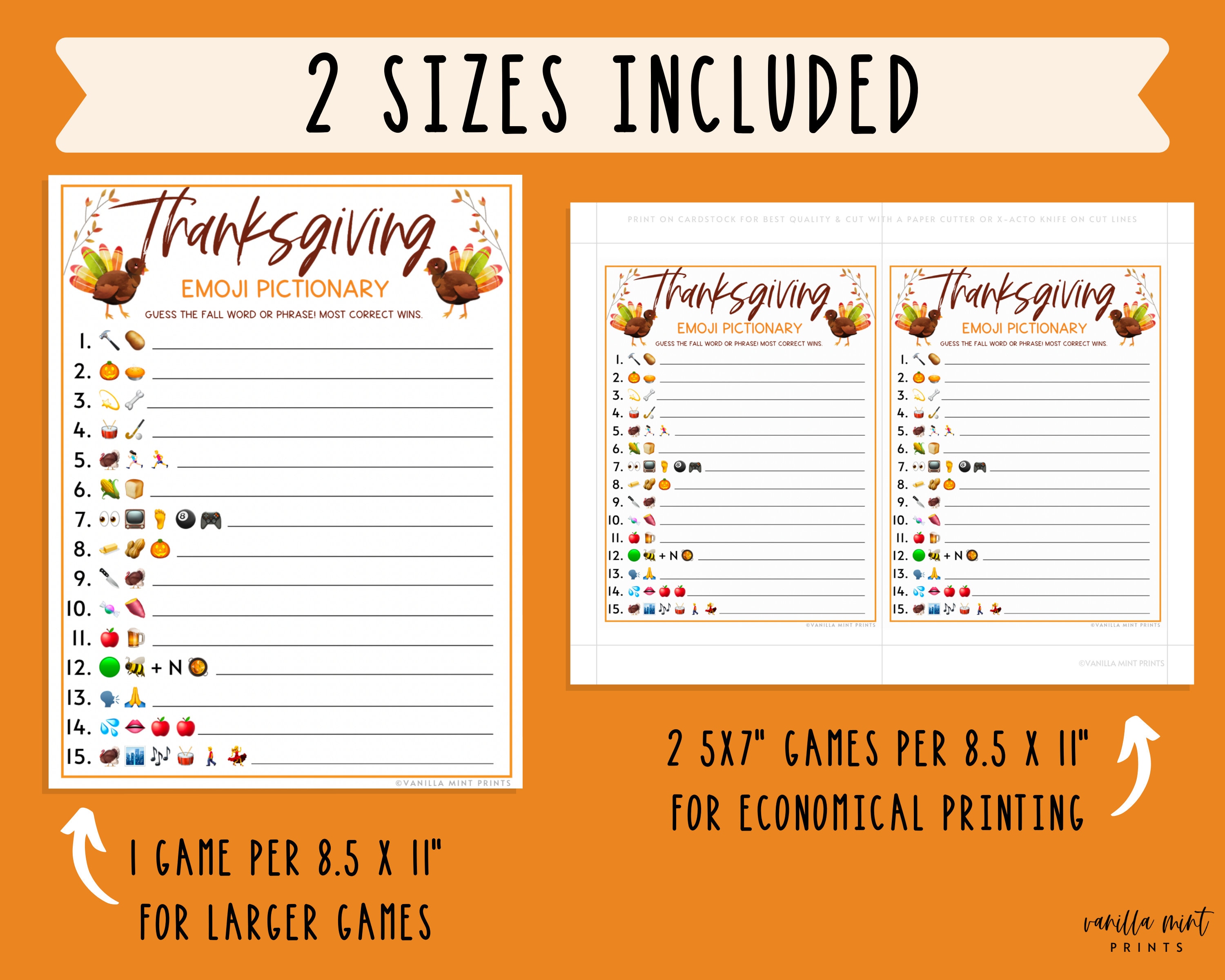Thanksgiving Emoji Pictionary Game Thanksgiving Printable - Etsy