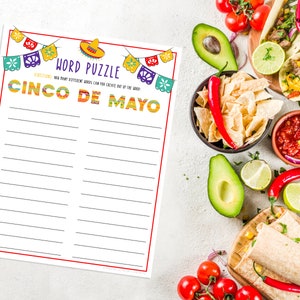 Cinco de Mayo Word Puzzle Game Word Game Mexican Party | Etsy