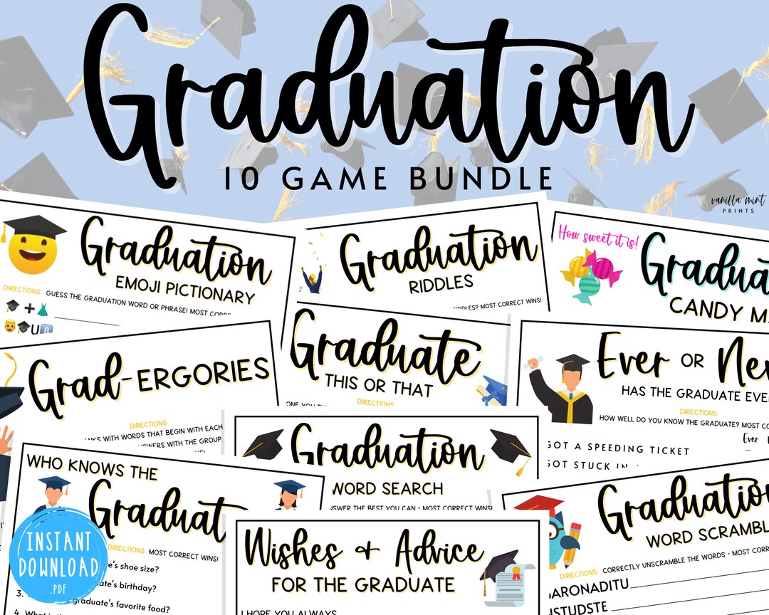 Graduation Games | 10 Game BUNDLE | Fun Graduation Party Games | Class ...
