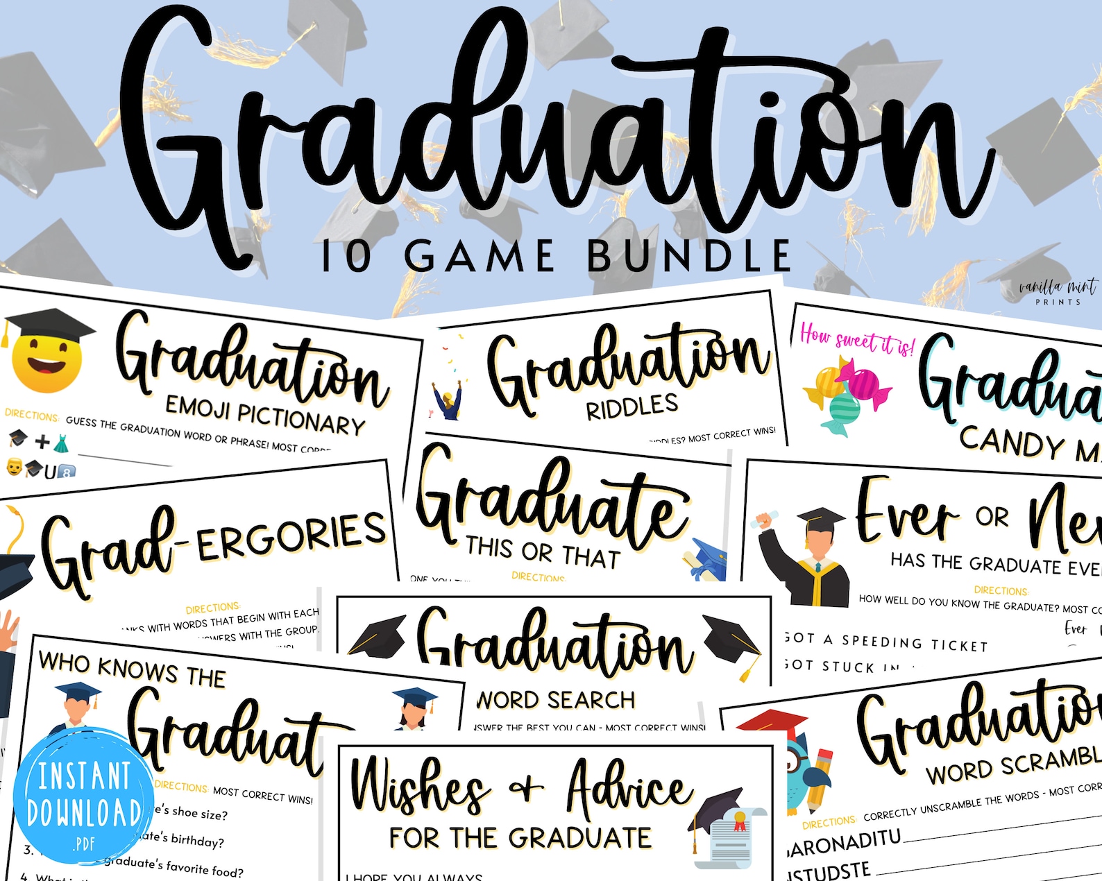Graduation Games 10 Game BUNDLE Fun Graduation Party Games | Etsy