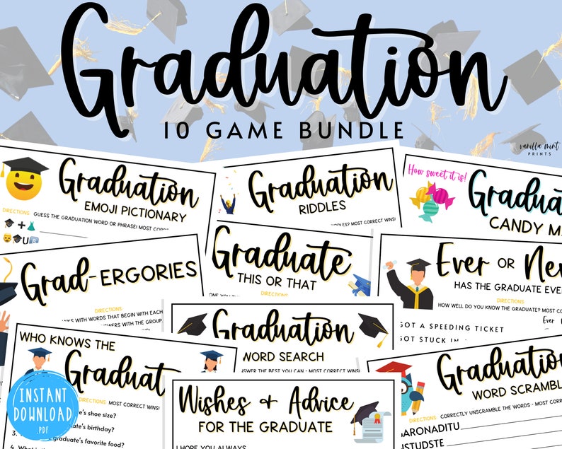 Graduation Games 10 Game BUNDLE Fun Graduation Party Games | Etsy