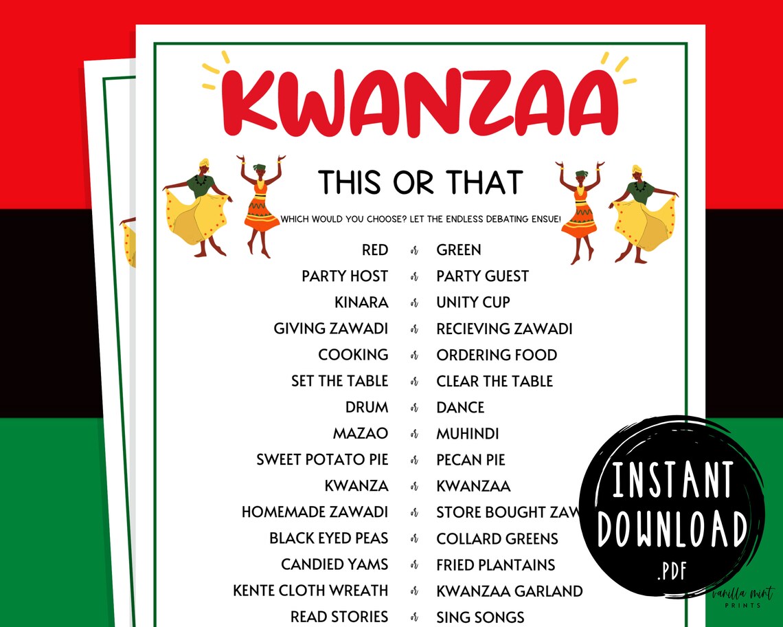 Kwanzaa This or That Printable Kwanzaa Party Games Fun - Etsy