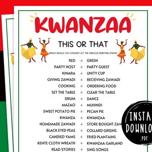 Kwanzaa This or That | Printable Kwanzaa Party Games | Fun Activities ...