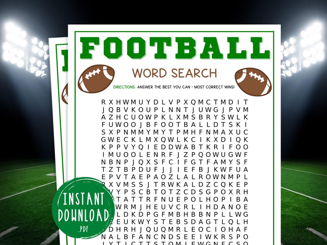 Football Word Search Game | Super Bowl Party Games | Printable Super ...