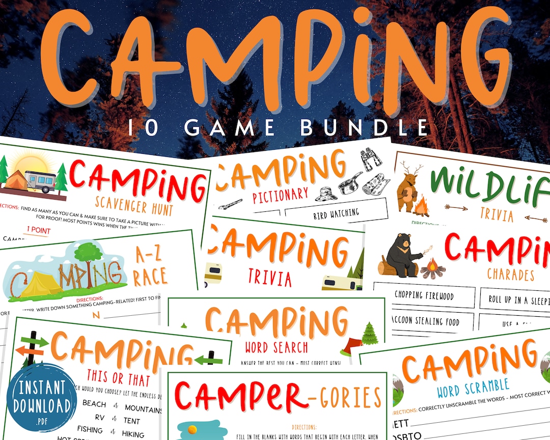 Camping 10 Games BUNDLE | Printable Campground Party Games | Camping ...