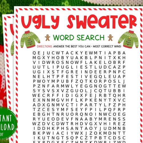 Ugly Christmas Sweater Party Games Package. 8 Printable Party - Etsy