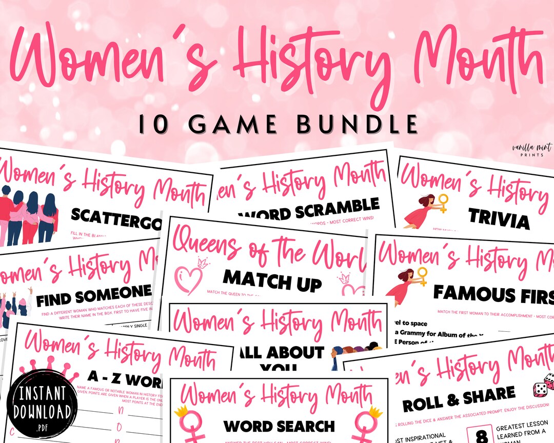 Women's History Month 10 Game BUNDLE Women Empowerment Celebration ...
