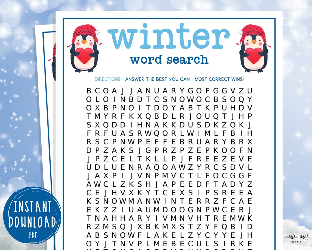 Winter Word Search Game | Fun Printable Winter Games | Wintertime ...