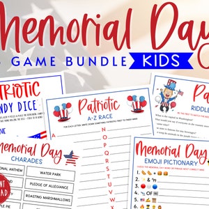 Memorial Day 5 Game KIDS BUNDLE | Printable Memorial Day Party Games ...