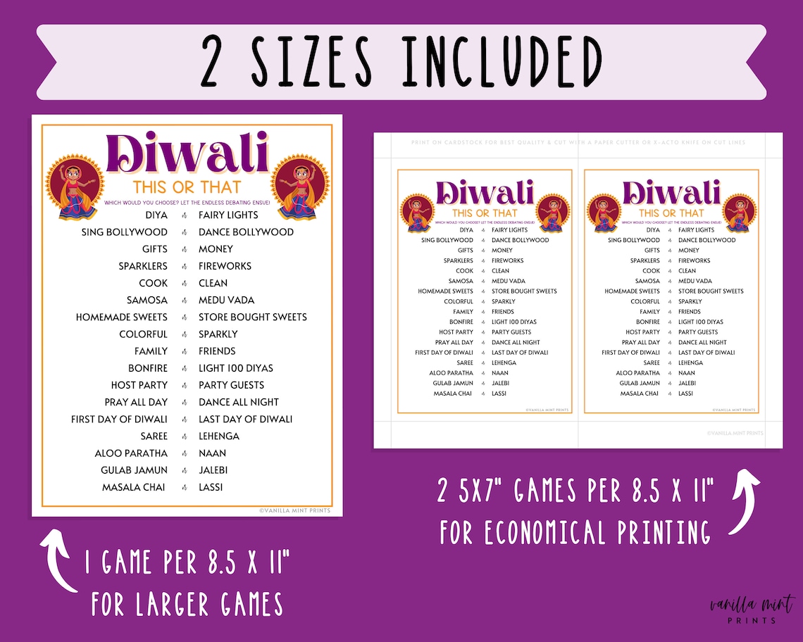 Diwali This or That Game | Printable Festival of Lights Party Games ...