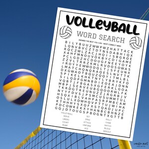 Volleyball Word Search Game | Printable Volleyball Team Party Games ...
