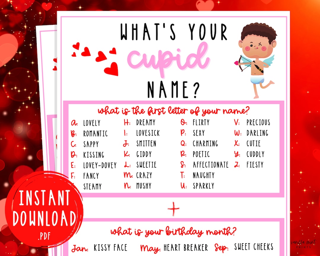 What's Your Cupid Name Game | Valentine's Day Printable Game | Fun ...