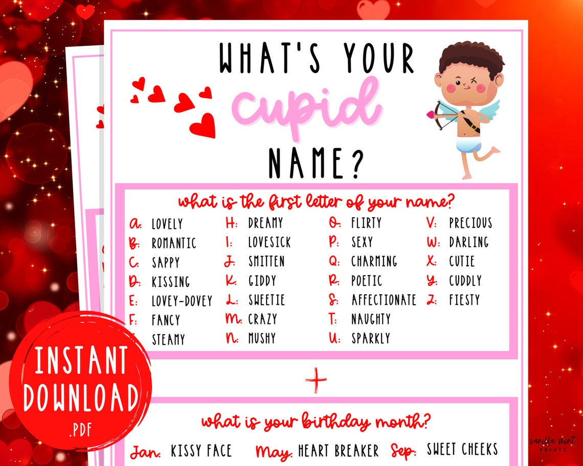 What's Your Cupid Name Game Valentine's Day - Etsy