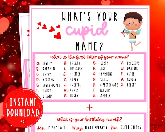What's Your Cupid Name Game Valentine's Day | Etsy