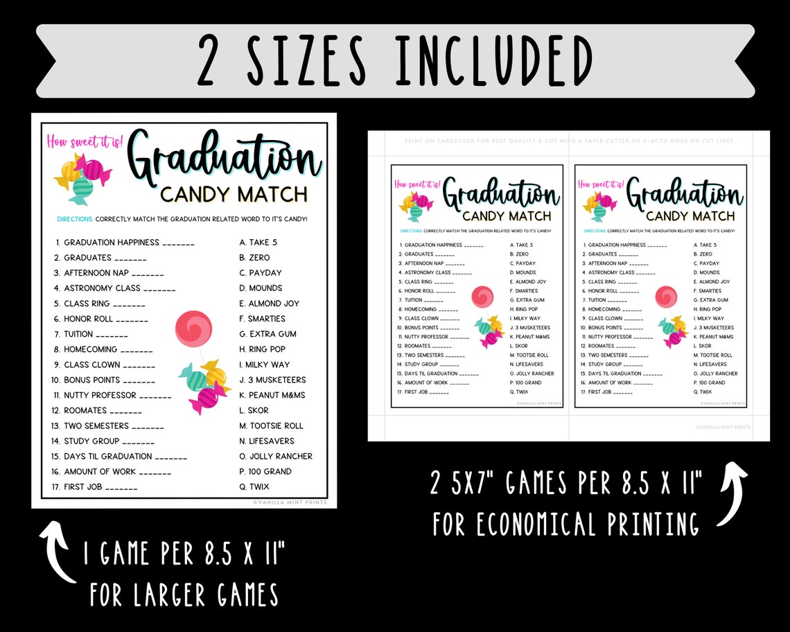 Graduation Games | Candy Match | Fun Graduation Party Games | Class of ...