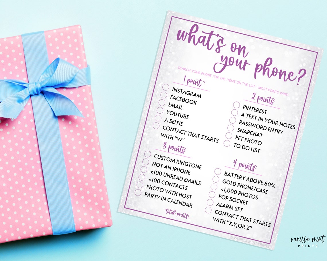 Teen Slumber Party Games Whats on Your Phone Girls - Etsy