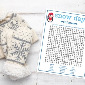 Snow Day Word Search Game | Fun Printable Winter Games | Wintertime ...