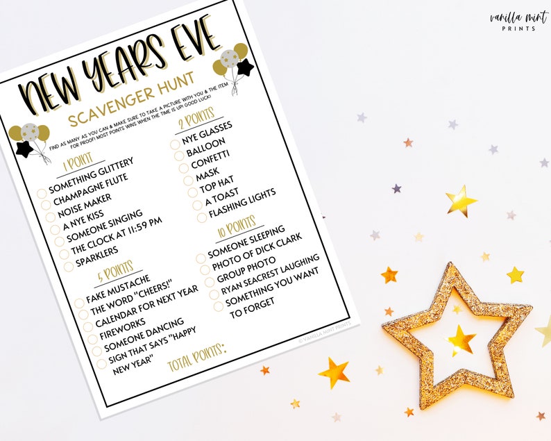 New Years Eve Scavenger Hunt Game New Years Games New - Etsy