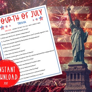 Fourth of July Trivia Game | 4th of July Printable Party Games | USA ...
