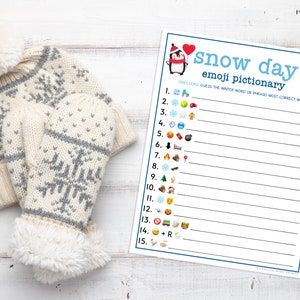 Snow Day Emoji Pictionary Game | Fun Printable Winter Game | Wintertime ...