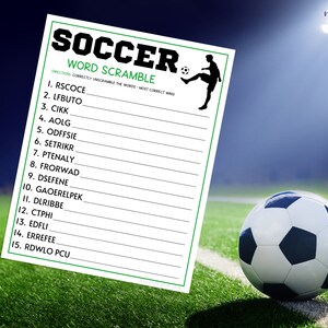 Soccer Word Scramble Game | Printable Soccer Team Party Game | Futbol ...