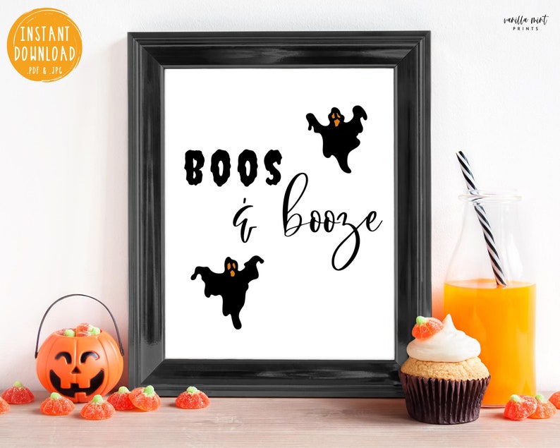 Halloween Party Signs Boos and Booze Halloween Party Decor - Etsy