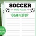 Soccer Word Puzzle Game | Printable Soccer Team Party Games | Futbol ...