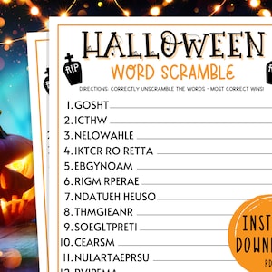 Halloween Word Scramble Game Halloween Printable Games | Etsy