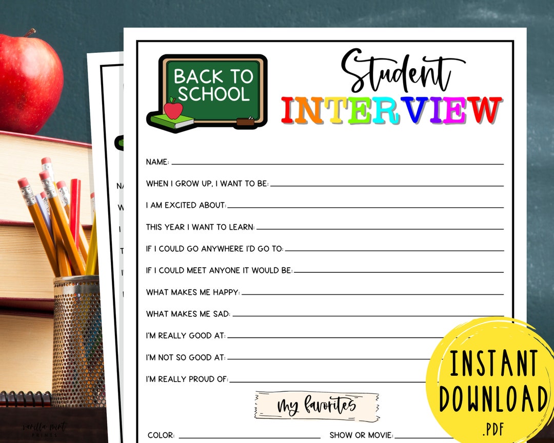 Back to School Student Interview First Day of School All - Etsy