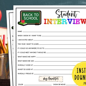 Back to School Student Interview First Day of School All - Etsy