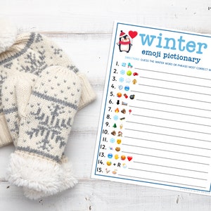 Winter Emoji Pictionary Game | Printable Winter Games | Wintertime ...