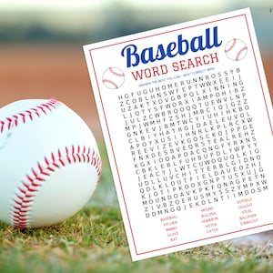 Baseball Word Search Game | Printable Baseball Team Party Games | MLB ...