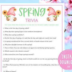 Spring Trivia Game | Printable Springtime Games | Party Games | Spring ...