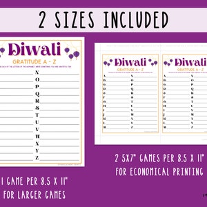 Diwali Gratitude A - Z Game | Printable Festival of Lights Party Games ...