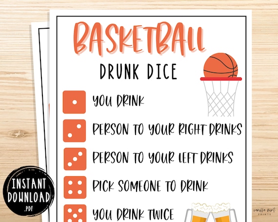 Basketball Drunk Dice Drinking Game March Madness Party - Etsy