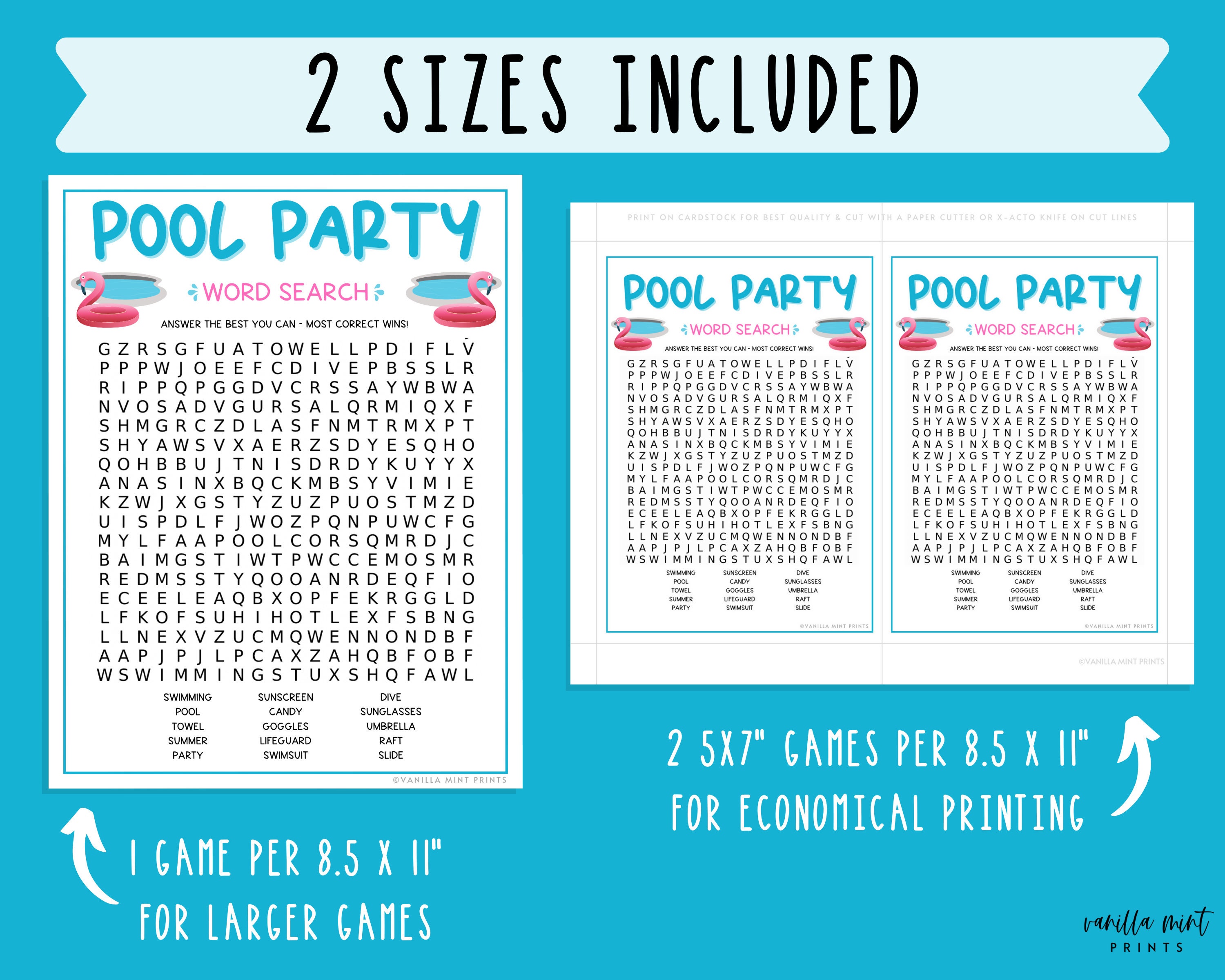 Pool Party Word Search Game Printable Summertime Games Fun - Etsy Canada